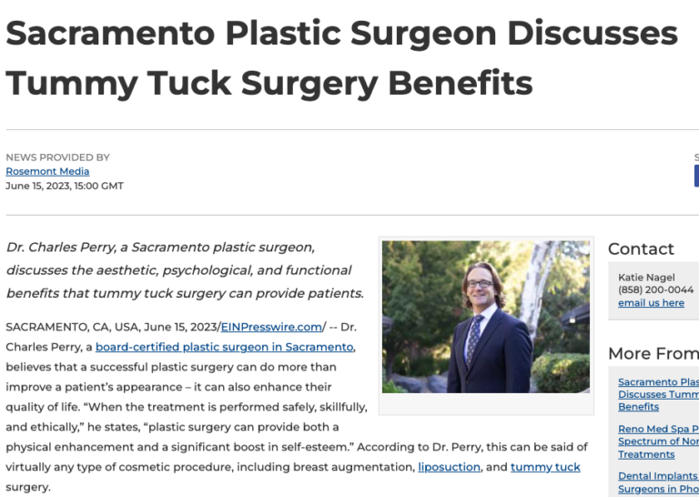 Sacramento Plastic Surgeon on Tummy Tuck Benefits